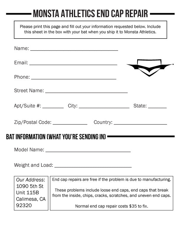 End Cap Repair – Monsta Athletics